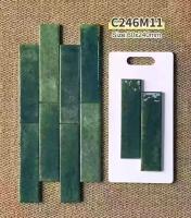 China Stylish Moisture-proof Stunning Eco-friendly Green Blue Yellow 60x240mm Thickness 9mm Glossy Indoor Decorative Wall Tiles For Dining Room And Living Room for sale