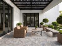 China Durable Anti-slip Wear-resistant Firebrick Moisture-proof Waterproof Beige Stone Style 598x598mm Thickness 12mm Outdoor Courtyard Floor And Wall Ceramic Tiles For Hotel for sale
