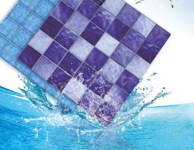 China Blue Ceramic Swimming Pool Mosaic Tiles 6mm Glossy Matt for sale