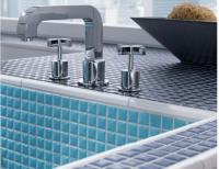 China Glossy 6mm Ceramic Pool Mosaic Tiles Sky Blue White 300x300mm for sale