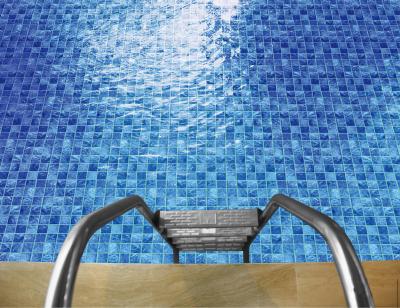 China PRIMERA Blue Swimming Pool Mosaic Tiles 306x306mm Glazed Mesh Mounted for sale