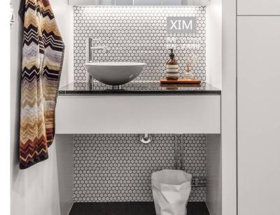 China Glass Hexagon Mosaic Tile 305.5x265mm Frosted Matte Surface for sale