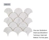 China Fan Shaped Glass Mosaic Tiles 260x240mm Inkjet Matt Finish for sale