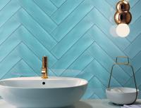 China Ceramic Subway Wall Tiles 68x280mm Glossy Ripple Surface Modern for sale