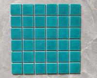 China 48x48mm Ceramic Swimming Pool Mosaic Tiles Ice Cracked Blue White for sale