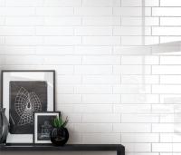 China Ceramic Glossy Wave Edge Wall Tile 75x300mm White Modern for sale