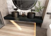China Black Clay Quartz Sintered Stone Slab 800x2600mm AAA Grade for sale