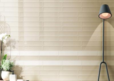 China AAA Glazed Ceramic Wall Tiles 75x300mm White Beige Modern for sale