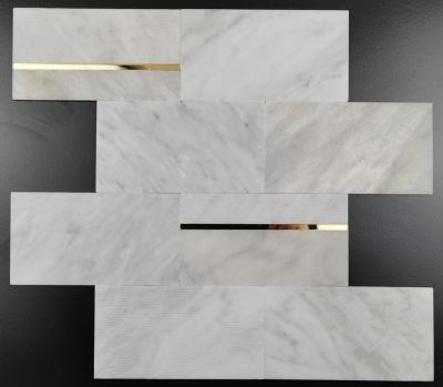 China 300x300mm Metal Natural Stone Mosaic Tile 4mm Thickness for sale
