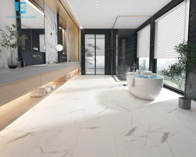 China SPC Carrara Marble Vinyl Flooring 5.0mm UV Coated Interlocking for sale