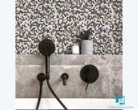 China Button Shaped Ceramic Pool Mosaic Tiles 303x303mm Mixed Colors for sale