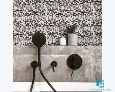 China Button Shaped Ceramic Pool Mosaic Tiles 303x303mm Mixed Colors for sale