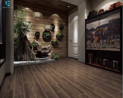 China Dark Brown Wooden Porcelain Tiles 200x1200mm AAA Grade for sale