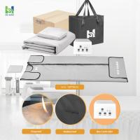 China 600watt Portable Spa Weight Loss And Detox Carbon Fiber Heating Pu Slimming 3 Zone Far Infrared Sauna Blanket for sale