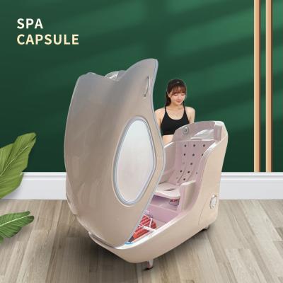 China Creamy White 2 Pieces Red Lights Infrared Spa Capsule with PEMF Function for Slimming Detox for sale