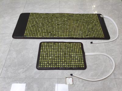 China Latest Ice Two Mats Cooling Healing Natural Jade Stones Black PU Leather for sale