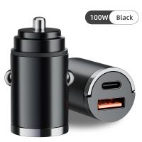 China Mini 2in1 Car Fast Charger 100W Type-C USB QC for Mobile Phone for sale