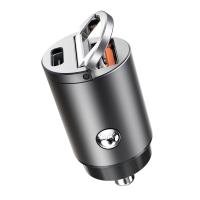 China Mini Pull Ring 45W Car Fast Charger Zinc Alloy PD45W/QC3.0 Flash Charge Multi Function for sale