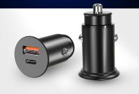 China Metal Mini PD QC3.0 Car Charger Dual Port Usb C OEM/ODM 48W With Light Charger for sale