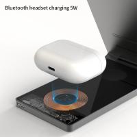 China Magnetic Foldable Wireless Charger Stand 4In1 15w With Tempered Glass Face for sale