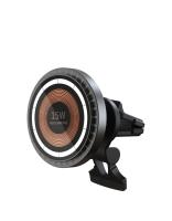 China Night Light Fast Wireless Car Charger Magnetic Mobile Phone Holder 15W Transparent for sale