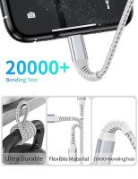 China USB A To Lightning Braided Data Transfer Cable 2FT For Car Fast Charging for sale