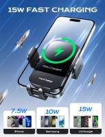 China Fast 15W Wireless Car Charger Phone Holder Fireproof For IPhone 15 12 11Max for sale