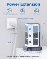 China USB C Desktop Charging Tower Surge Protector OEM With 12 Widely Spaced AC Outlets for sale