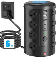 China 6FT Extention Cord Tower Power Strip With 16 Outlets And 5 USB Ports Surge Protector for sale