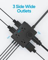 China Surge Protector Power Strip Flat Plug Wall Mounted 8 Wide Outlets With 4 USB Ports 5FT for sale