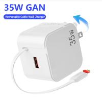 China 2in1 Phone Wall Adapter Charger 35W 8Pin Ports With Retractable Cables for sale