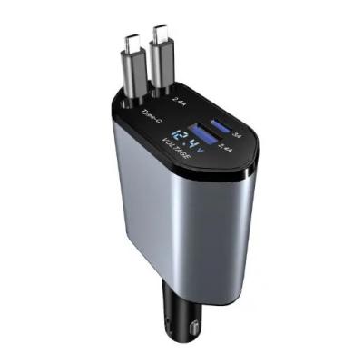 China 4IN1 Car Fast Charger USB Type C Cable For IPhone Huawei Samsung Cigarette Lighter for sale