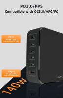 China 140W GaN Fast Charger 1USB 5 Type C Power Adapter PD Travel Charger Type C A for sale