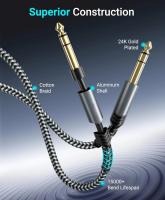 China 24K Gold Plated Guitar Cable 6.35mm Aluminum Shell 6.35mm Male To Male For Microphone for sale