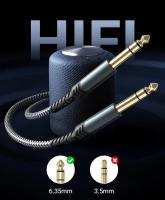 China 24K Gold Plated Guitar Cable 6.35mm Aluminum Shell 6.35mm Male To Male For Microphone for sale