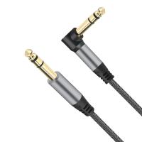 China Right Angle Plug 1/4 Inch Jack 10ft Braided Electric Guitar Audio Cable 6.35mm for sale