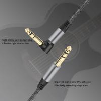 China Right Angle Plug 1/4 Inch Jack 10ft Braided Electric Guitar Audio Cable 6.35mm for sale