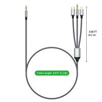 China Car Audio Aux Jack Cable 3.5mm Gold 3 In 1 8pin For Samsung Iphone for sale