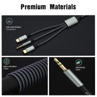 China Car Audio Aux Jack Cable 3.5mm Gold 3 In 1 8pin For Samsung Iphone for sale