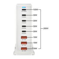 China 268W GaN USB Type C Fast Charger Multi Ports PD QC4.0 For Desktop Mobile Phone for sale