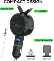 China Retractable Car Charger,Super Fast USB Car Charger,Dual Retractable Charging Cables (31.5 inch) and USB Port Car Charger for sale