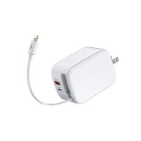 China 45W GaN Fast Charger For Mobile Phone/Ipad/Camera/PDA/MP3 With 3in1 8Pin Ports And Retractable Cables for sale