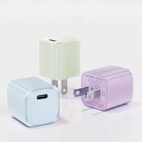 China Compact White Colour Custom Single C Port Mini Cube GaN US Plug Charger Adapter For Mobile Wall Chargers 100-240V Input for sale