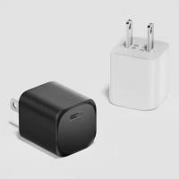 China Compact White Colour Custom Single C Port Mini Cube GaN US Plug Charger Adapter For Mobile Wall Chargers 100-240V Input for sale