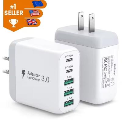 China USB Wall Charger 50W Fast USB C Charging Blocks 2USB C+3USB A Portable Type C Power Adapter PD Cargadores Para Celular for sale