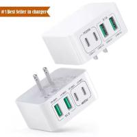 China 40W 4-Port USB C Wall Charger With Thin Flat Fast Charger Cube PD QC Adapter And Wall Plug For Microphone USB Type C for sale