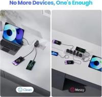 China Wholesale 35W GaN Fast Charging Travel Charger Adapter Foldable Comes With 2 Retractable Fast Cables for Phone Fast Charging for sale