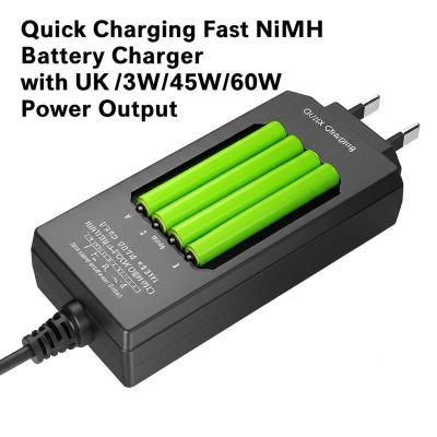 China Quick Charging Fast NiMH Battery Charger with UK Plug 30W/45W/60W Power Output for sale
