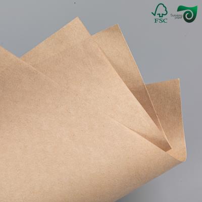 China FSC 50gsm 60gsm Uncoated Brown Kraft Paper 180mm  715mm For Food Bag Production for sale