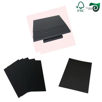 China FSC Double Sided Solid Black Uncoated Black Cover Book Binding Board Sheet 300gsm 350gsm for sale